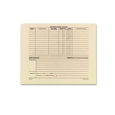 Manila employee record jacket with preprinted form for payroll ...