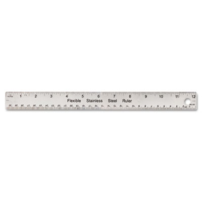 12 stainless steel ruler has a cork back and hang-up hole. 1/16 scale ...